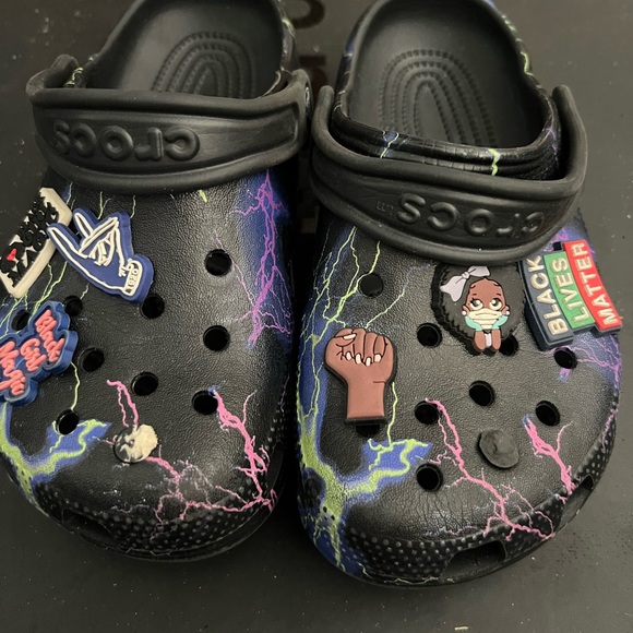 CROCS | Shoes | Crocs Kids Black And Neon Lightning Clogs | Poshmark